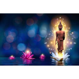 Fototapete papermoon "Buddah Figur", bunt, B:3m L:2,23m, Vlies, Tapeten