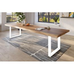 Esstisch Titan / naturfarben / 300x110 / U-Gestell Wei&szlig;