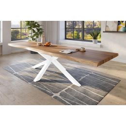 Esstisch Titan / naturfarben / 300x110 / Spider-Gestell Wei&szlig;