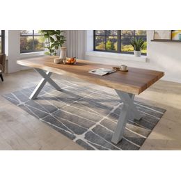 Esstisch Titan XL / naturfarben / 280x120 / X-Gestell Silber