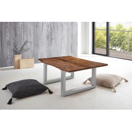 Couchtisch LUBIN / nussbaumfarben / U-Gestell Silber