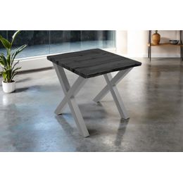 Esstisch JOSY / graufarben / 80x80 / X-Gestell Silber