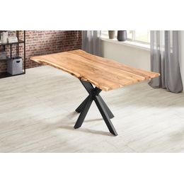 Baumkantentisch HELENE / naturfarben / 240x100 / Spider-Gestell Schwarz