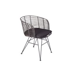 Rattanstuhl NAIROBI / Anthrazit / Metallgestell Schwarz
