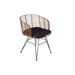 Rattanstuhl NAIROBI / Braun / Metallgestell Schwarz