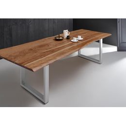 Baumkantentisch MILO / naturfarben / 320x100 / U-Gestell Silber