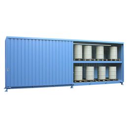 LaCont Gefahrstoff-Regalcontainer zur passiven Lagerung, HxBxT 3080 x 8100 x 1530 mm, Kapazit&auml;t 48 x 200-l-F&auml;sser