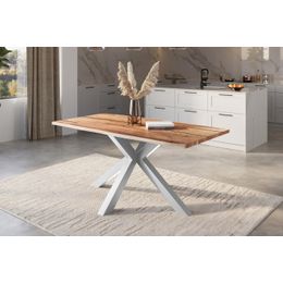 Baumkantentisch POLLY / naturfarben / 120x80 / Spider-Gestell Silber