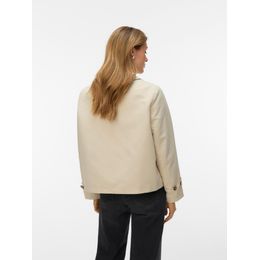V&eacute;ro Moda Kurzjacke VERO MODA "VMCHLOEMIA SHORT TRENCHCOAT GA NOOS", Damen, Gr. L, oatmeal, Web, Obermaterial: 100% Polyester, unifarben, kurz, V-Ausschnitt, Jacken Kurzjacke