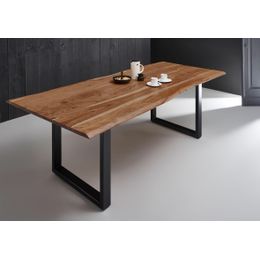 Baumkantentisch MILO / naturfarben / 240x100 / U-Gestell Schwarz