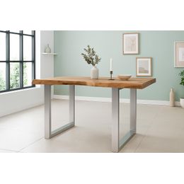 Baumkantentisch CALI / naturfarben / 120x80 / U-Gestell Silber