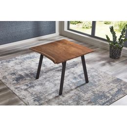 Baumkantentisch LAXMI 90 / nussbaumfarben / 90x90 / Vierfu&szlig;-Gestell Schwarz
