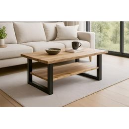 Couchtisch PATRICK 115 / Akazie naturfarben lackiert / 115x65 / U-Gestell Schwarz