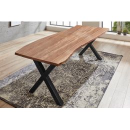 Baumkantentisch XANTEN / naturfarben / 220x100 / X-Gestell Schwarz