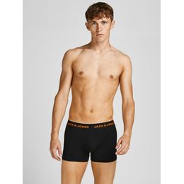Jack & Jones Trunk JACK & JONES "JACBLACK eng anliegend, bequem mit elastischem Bund", Herren, Gr. L, 5 Stk., schwarz detail:schwarz, schwarz, schwarz, schwarz, Jersey, Obermaterial: 95% Baumwolle, 5% Elasthan, meliert, unifarben, eng, Unterhosen, unifarben & meliert, Baumwollmischung, elastisches B&uuml;ndchen