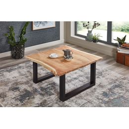Couchtisch BILLY / naturfarben / 80x80 / U-Gestell Schwarz