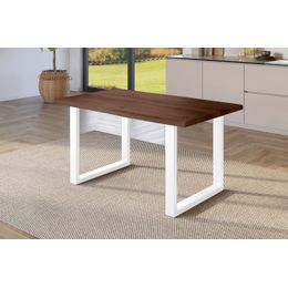 Esstisch Julius / Holz Nussbaum-Optik / 120x80 / U-Gestell Wei&szlig;