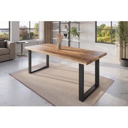 Baumkantentisch ATLAS 220 / Mango roughfarben / 220x100 / U-Gestell Schwarz