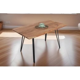 Baumkantentisch CELIA / naturfarben / 120x80 / Hairpin-Gestell Schwarz