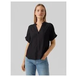 V&eacute;ro Moda Shirtbluse VERO MODA "VMBEAUTY SS TOP GA NOOS", Damen, Gr. XS, schwarz, Web, Obermaterial: 100% Viskose, unifarben, normal, V-Ausschnitt, Blusen, Viskose, regular fit