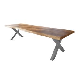 Esstisch Titan XL / naturfarben / 320x120 / X-Gestell Silber
