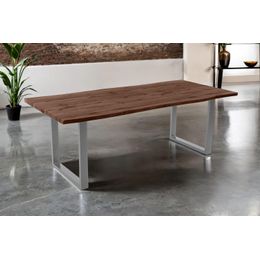 Esstisch JOSY / Holz Nussbaum-Optik / 240x100 / U-Gestell Silber