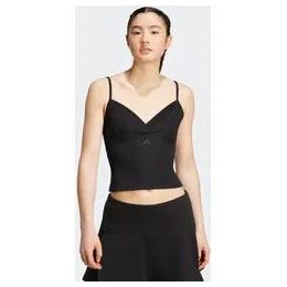 Tanktop Adidas SPORTSWEAR "SEASONAL ESSENTIALS 3-STREIFEN TANK", Damen, Gr. L, schwarz (schwarz, schwarz), Obermaterial: 89% Polyester, 11% Elasthan, V-Ausschnitt, Tops Tanktop, figurnahe Schnittform, mit V-Ausschnitt, pflegeleicht
