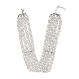 Perlenkette "Schmuck Geschenk Kupfer Halsschmuck Halskette Zierperlen", silberfarben,wei&szlig;, ANISTON JEWELRY & WATCHES, Halsketten, Damen, Kupfer Nylon Perlen, L: 42 B: 32mm, Kupfer, Nylon, Perlen, Perlenkette, Made in Germany - mit Perle (synth.), B:32mm