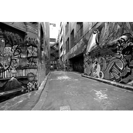 Fototapete papermoon "New York, Bronx, Hinterhof, Feuerleiter Schwarz & Wei&szlig;", schwarz (schwarz, wei&szlig;), B:3m L:2,23m, Vlies, Tapeten