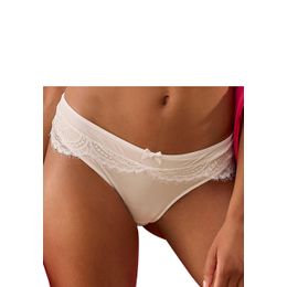 Panty Lascana "Valentina", Damen, Gr. 44/46, beige (creme), Microfaser, Obermaterial: 87% Polyamid, 13% Elasthan, k&ouml;rpernah, Unterhosen Panty, aus extravaganter Spitze