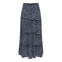 Maxirock Only "ONLFERNANDA LIFE LAYRED LONG SKIRT NOOS", Damen, Gr. M, night sky aop:fernanda flower, Web, Obermaterial: 100% Viskose, bedruckt, lang, R&ouml;cke Maxirock, Viskose, gesmoktes B&uuml;ndchen