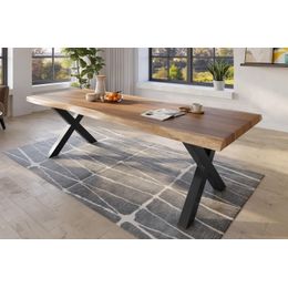 Esstisch Titan XL / naturfarben / 260x120 / X-Gestell Schwarz