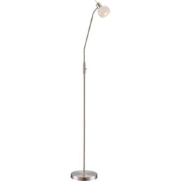Globo LIGHTING Stehlampe "ELLIOTT", nickel matt, 1, H: 145cm, 1 Stk., Leuchten, Stehleuchte Nickel, Glas satiniert/klarsichtig, Flexo, E14, Stehlampe