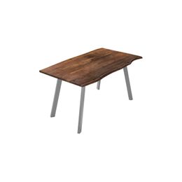 Baumkantentisch LAXMI 120 / nussbaumfarben / 120x80 / Vierfu&szlig;-Gestell