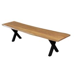Sitzbank QUINTUS / naturfarben / 220 cm / X-Gestell Schwarz
