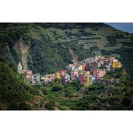 Fototapete papermoon "Stadt in Bergen", bunt, B:3m L:2,23m, Vlies, Tapeten