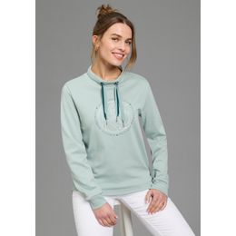 Sweatshirt Kangaroos, Damen, Gr. 32/34, t&uuml;rkis, Sweatware, Obermaterial: 100% Baumwolle, bequem h&uuml;ftbedeckend, Rippb&uuml;ndchen, Sweatshirts Sweatshirt, mit Stehkragen und Frontdruck