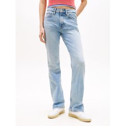 Bootcut-Jeans Tommy Jeans "CLEO MID BOOTCUT", Damen, Gr. 27, L&auml;nge 32, denim light, Denim/Jeans, Obermaterial: 81% Baumwolle, 18% Lyocell, 1% Elasthan, unifarben, bootcut fit lang, Jeans, im Baumwoll-Mix, Mid Waist