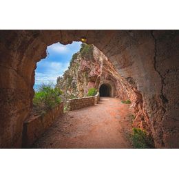 Fototapete papermoon "Felsentunnel Petrovac Bay", bunt, B:3m L:2,23m, Vlies, Tapeten