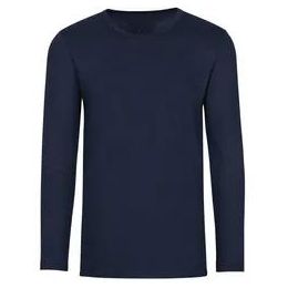 Longsleeve TRIGEMA "TRIGEMA Langarmshirt", M&auml;dchen, Gr. 140, blau (navy), Feinstrick, 95% Baumwolle, 5% Elastan, Basic, lang, Rundhals, Shirts