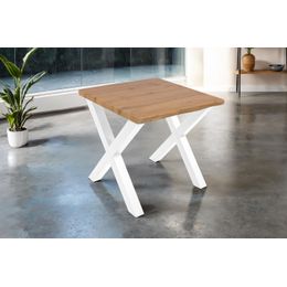 Esstisch JOSY / wildeichenfarben / 80x80 / X-Gestell Wei&szlig;