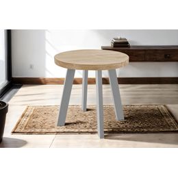 Esstisch SOPHIA / naturfarben / 80x80 / Vierfu&szlig;-Gestell Silber
