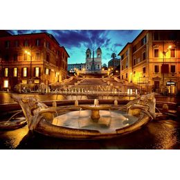 Fototapete papermoon "Brunnen in Stadt", bunt, B:3m L:2,23m, Vlies, Tapeten