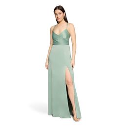 Abendkleid Vera Mont "Damen mit V-Ausschnitt", Damen, Gr. 40, Normalgr&ouml;&szlig;en, foggy gr&uuml;n, Satin, Obermaterial: 97% Polyester, 3% Elasthan. Futter: 100% Polyester, figurbetont lang, Kleider Abendkleid