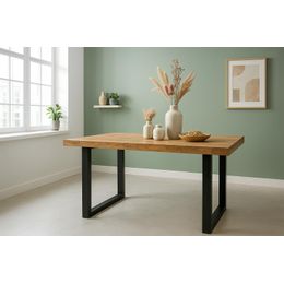 Esstisch RIO / Akazie naturfarben / 160x85 / U-Gestell Schwarz