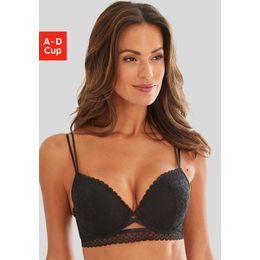 Push-up-BH Vivance "Viola", Damen, Gr. 75, Cup D, schwarz, Spitze, Obermaterial: 87% Polyamid, 13% Elasthan, BHs Push-up-BH, mit Spitze aus anteilig recyceltem Polyamid, sexy Dessous