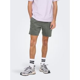 Only & Sons Shorts ONLY & SONS "ONSTEL CORDUROY 0185 SHORTS NOOS", Herren, Gr. L, N-Gr, castor gray, Web, Obermaterial: 99% Baumwolle, 1% Elasthan, unifarben, regular fit knielang, Hosen Shorts