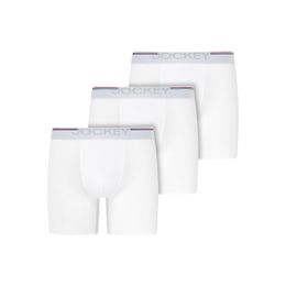 Langer Boxer Jockey "Cotton Stretch", Damen, Gr. L, wei&szlig;, Single Jersey, Obermaterial: 95% Baumwolle, 5% Elasthan, unifarben, Unterhosen, (3er Pack), eng anliegend, hoher Tragekomfort