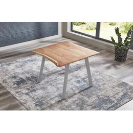Baumkantentisch LAXMI / naturfarben / 90x90 / Vierfu&szlig;-Gestell
