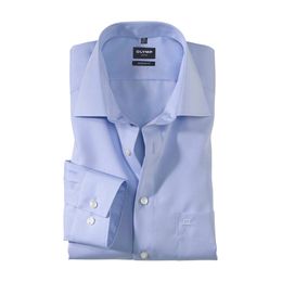 Businesshemd OLYMP "Luxor modern fit", Herren, Gr. 46, N-Gr, blau (bleu), Web, Obermaterial: 100% Baumwolle, Hemden